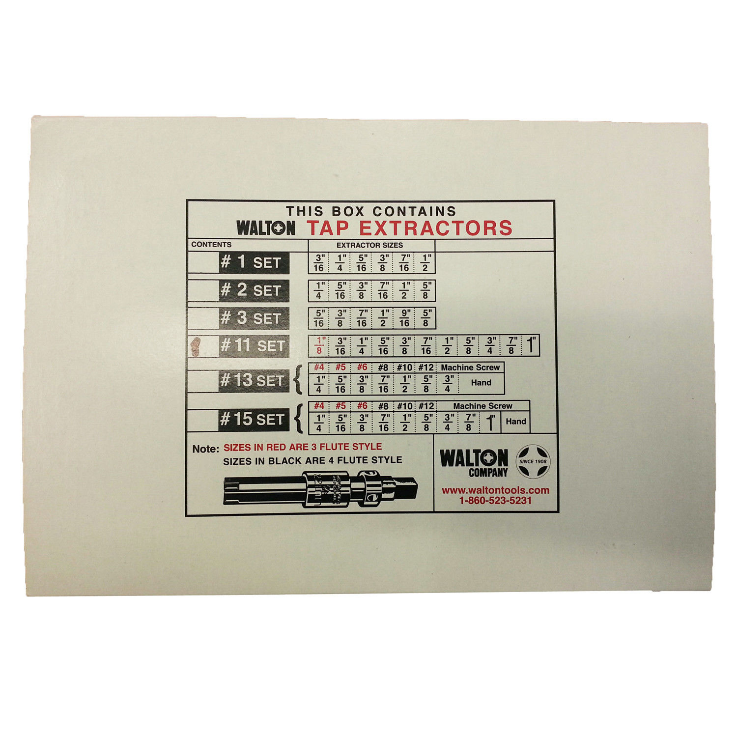 Walton 18011 11 Piece Multi Flute Tap Extractor Set - Mechanics Tools ...