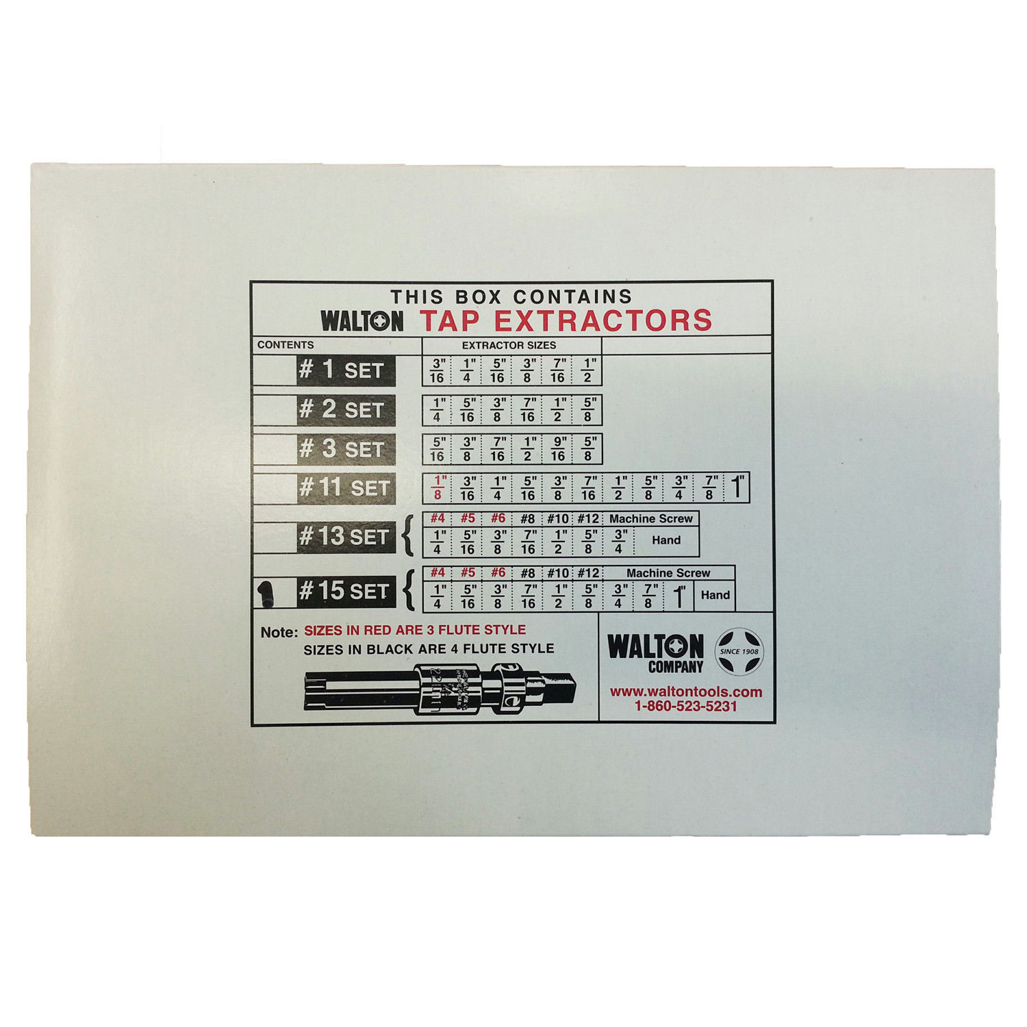 Walton 18015 15 Piece Multi Flute Tap Extractor Set - Mechanics Tools ...